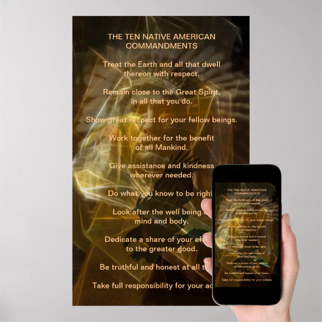 Ten Native American Commandments Poster | Zazzle