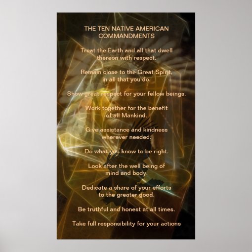 Ten Native American Commandments Poster | Zazzle