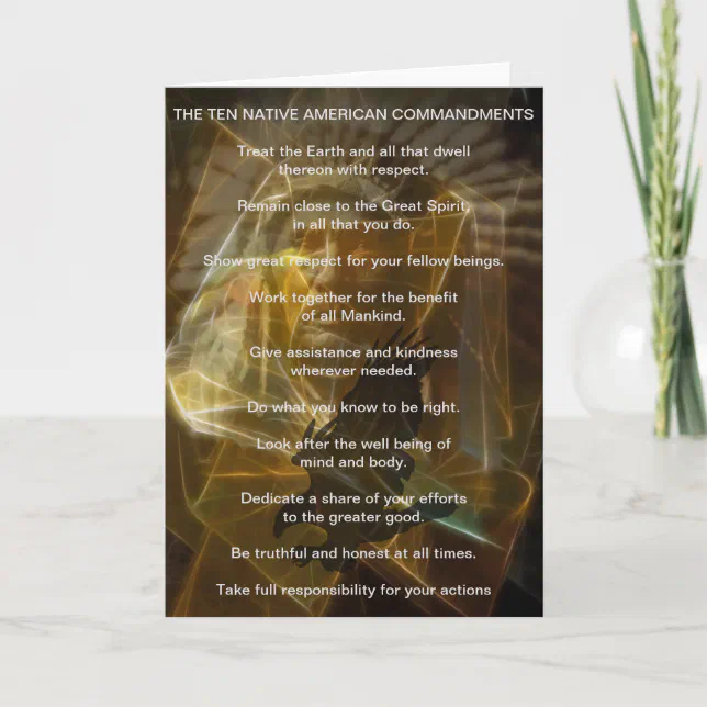 Ten Native American Indian Commandments Card | Zazzle