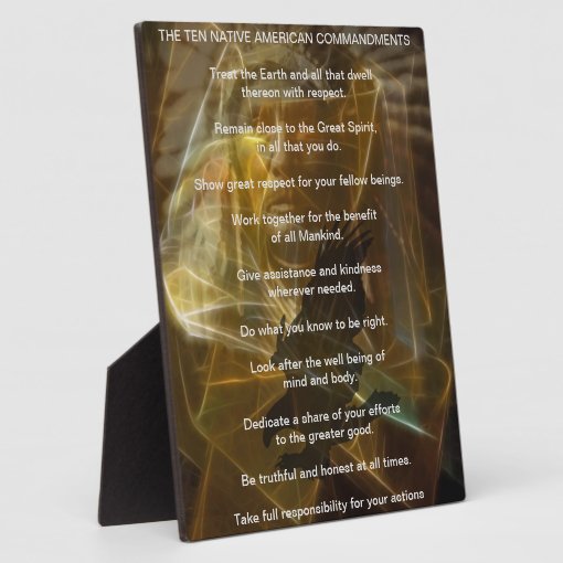 Ten Native American Indian Commandments Plaque | Zazzle