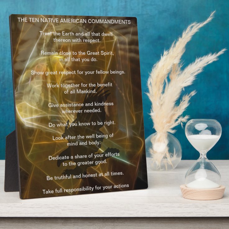 Ten Native American Indian Commandments Plaque | Zazzle