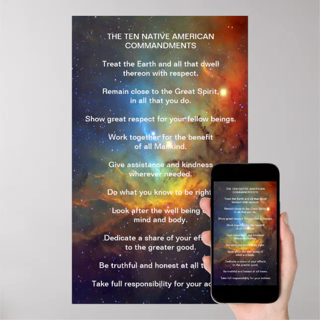 Ten Native American Indian Commandments Poster | Zazzle
