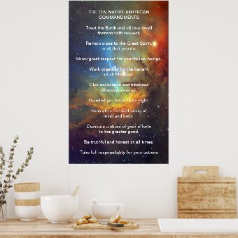 Ten Native American Indian Commandments Poster | Zazzle