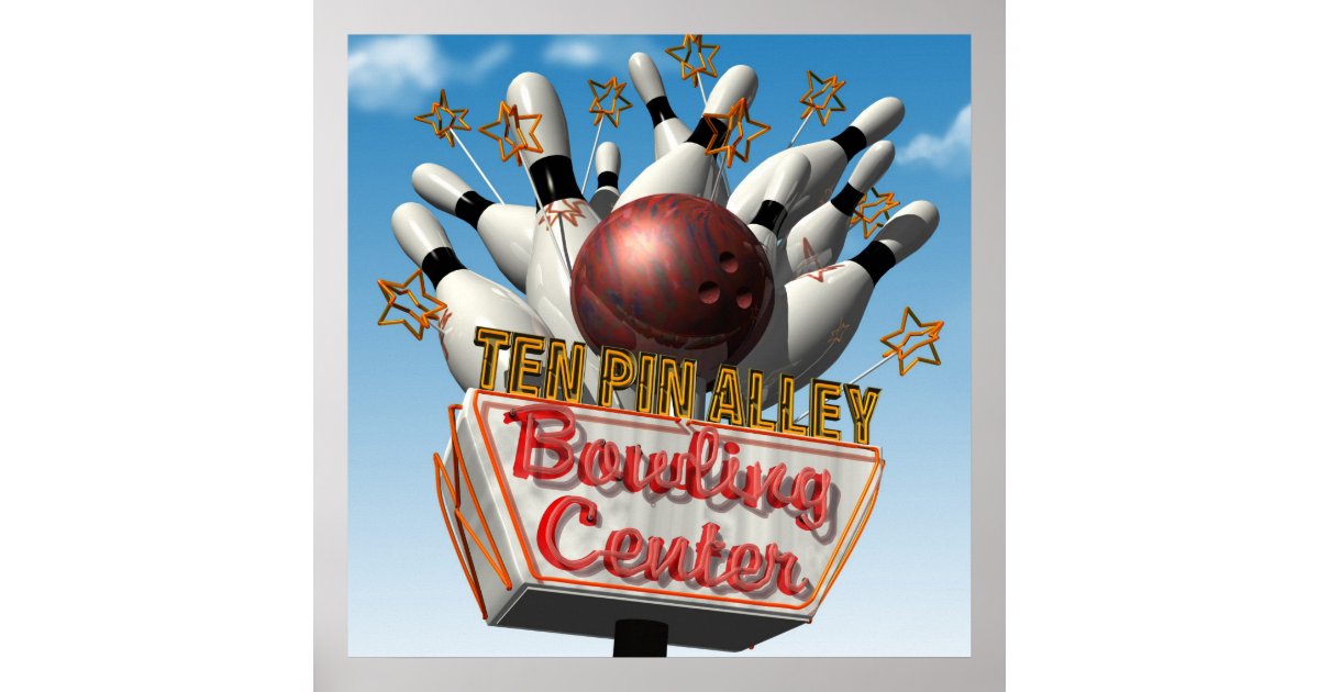 Ten Pin Alley Bowling Retro Neon Sign | Zazzle