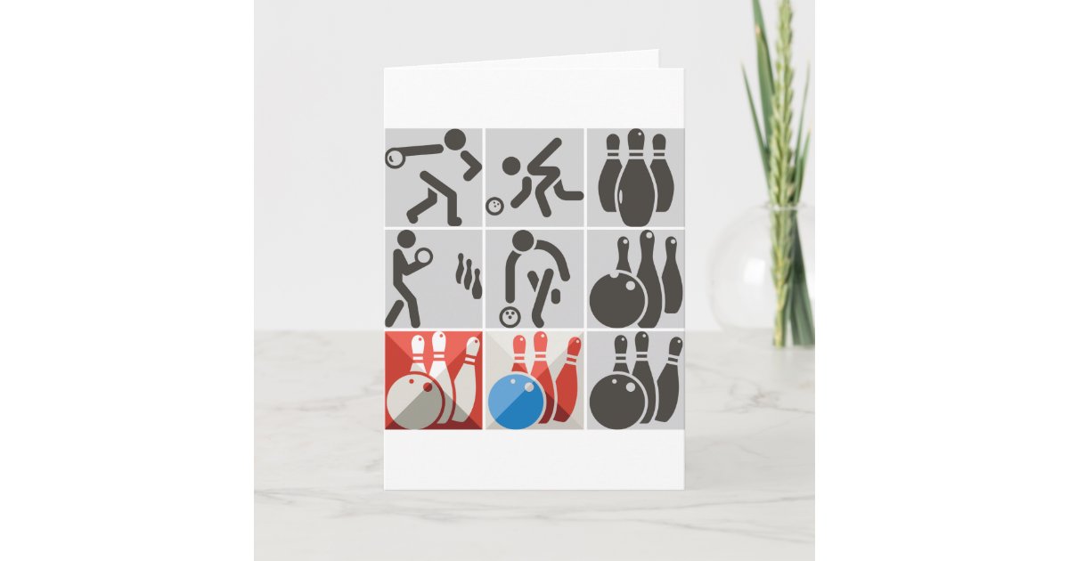 Ten Pin Bowling Icons Sport Greeting Cards | Zazzle