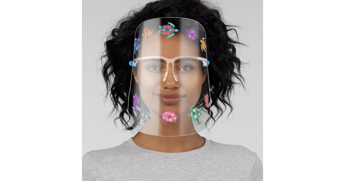 Ten Turtles Swimming Nautical Under the Sea Theme Face Shield | Zazzle