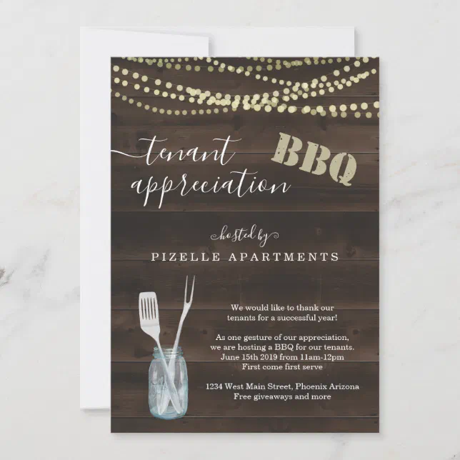 Tenant Appreciation BBQ Party Invitation | Zazzle