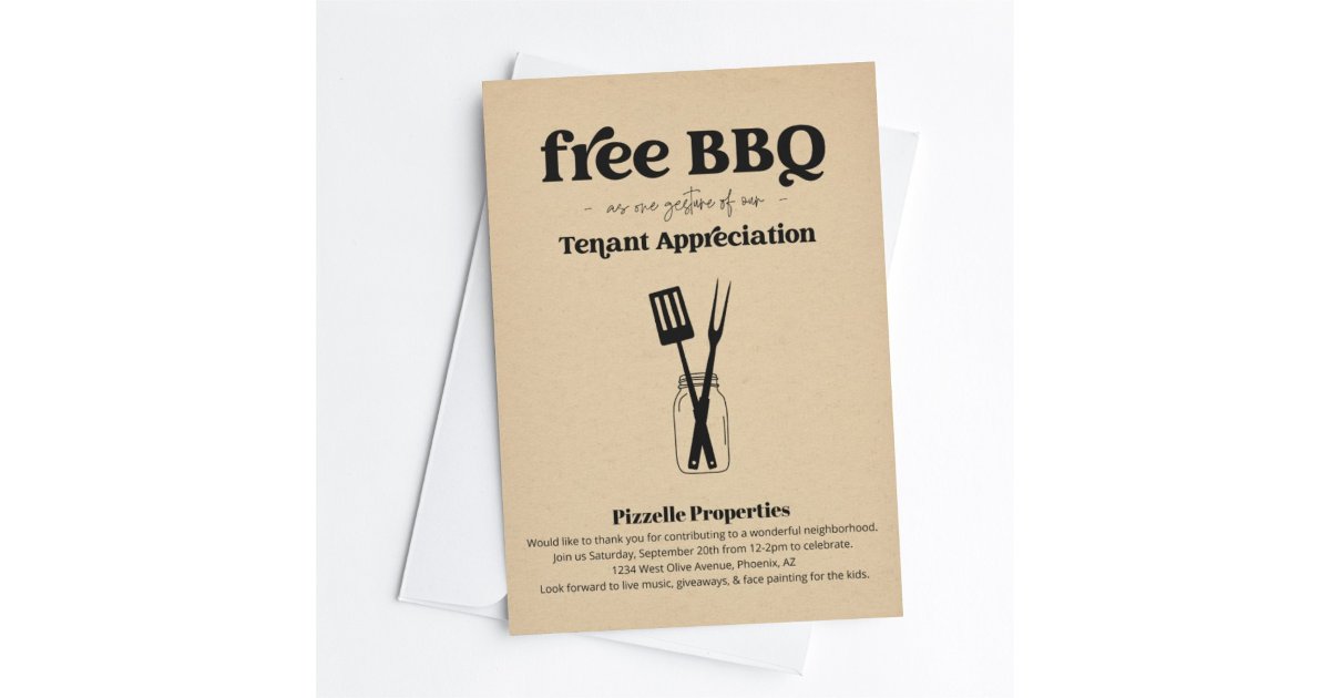 Tenant Appreciation Business BBQ Party Invitation | Zazzle