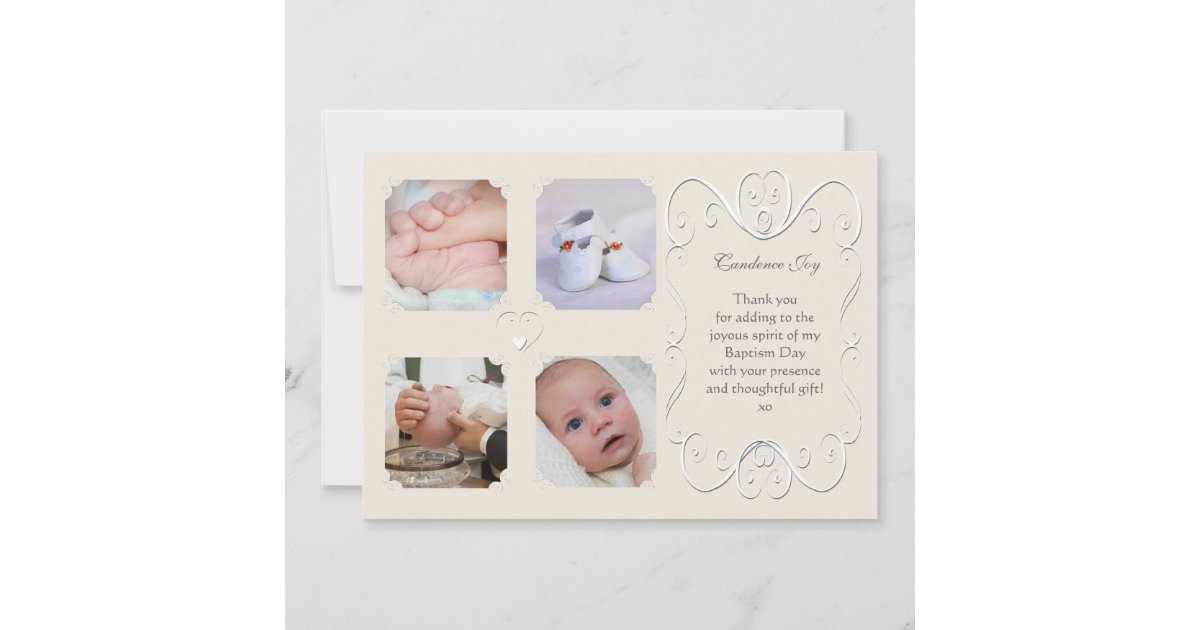 Tender Heart 4 Photo Custom Thank You Card | Zazzle