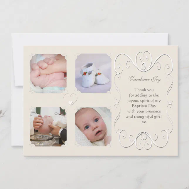 Tender Heart 4 Photo Custom Thank You Card | Zazzle