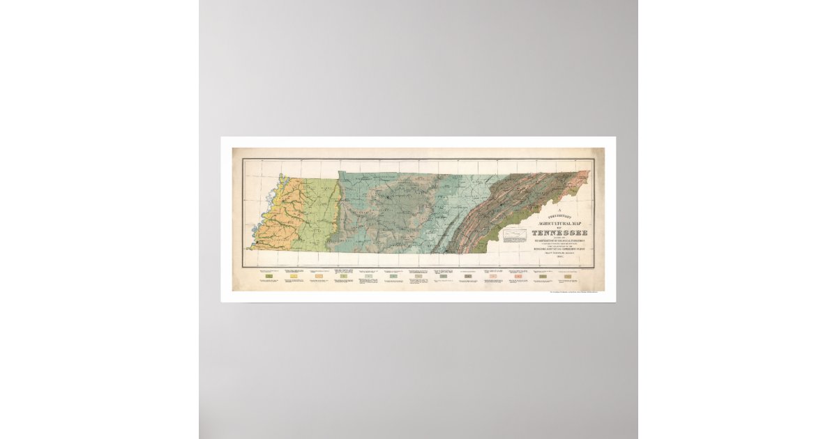 Tennessee Agriculture Map 1896 Poster | Zazzle