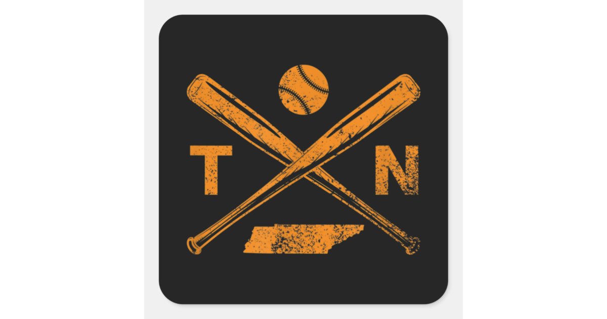 Tennessee Baseball Bats & Ball Classic Baseball Square Sticker | Zazzle