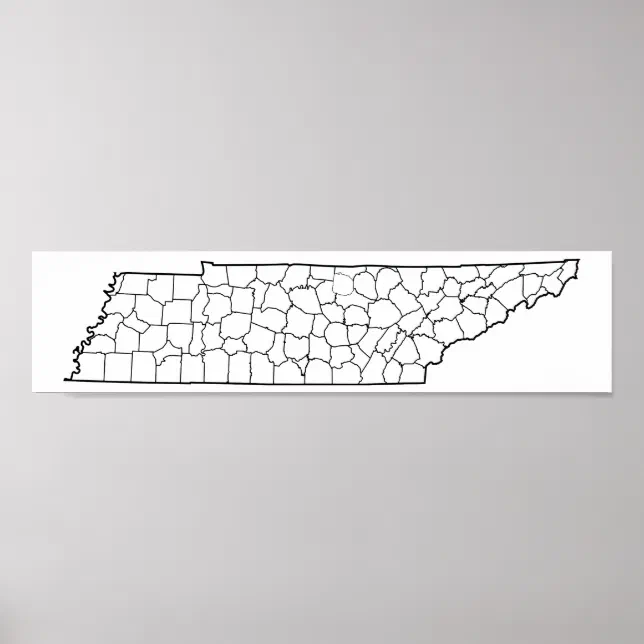 Tennessee Counties Blank Outline Map Poster | Zazzle