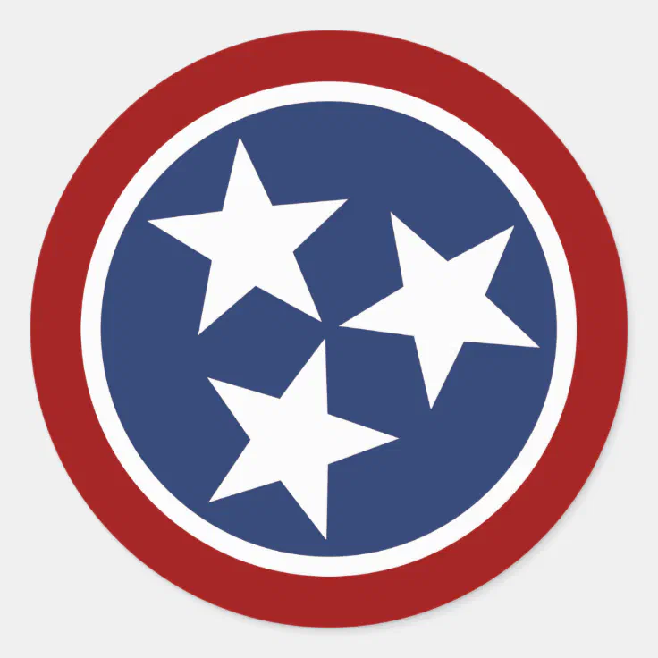 Tennessee Flag Emblem Classic Round Sticker | Zazzle