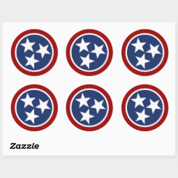 Tennessee Flag Emblem Classic Round Sticker | Zazzle