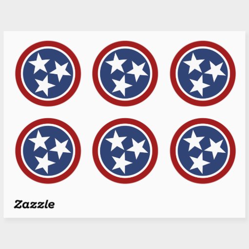Tennessee Flag Emblem Classic Round Sticker | Zazzle