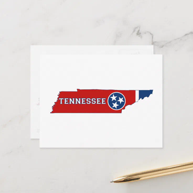 Tennessee Map Shaped State Flag with Name Postcard | Zazzle