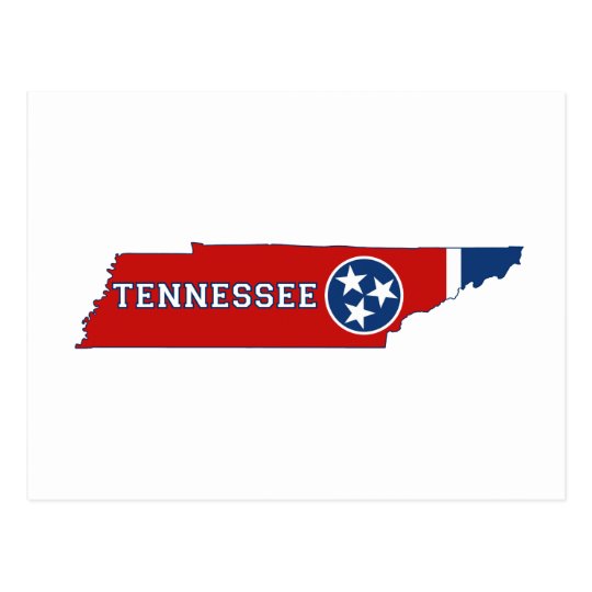 Tennessee Map Shaped State Flag with Name Postcard | Zazzle.com