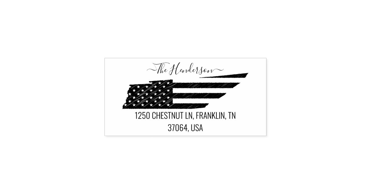 Tennessee Map USA Flag Return Address Custom Self-inking Stamp | Zazzle