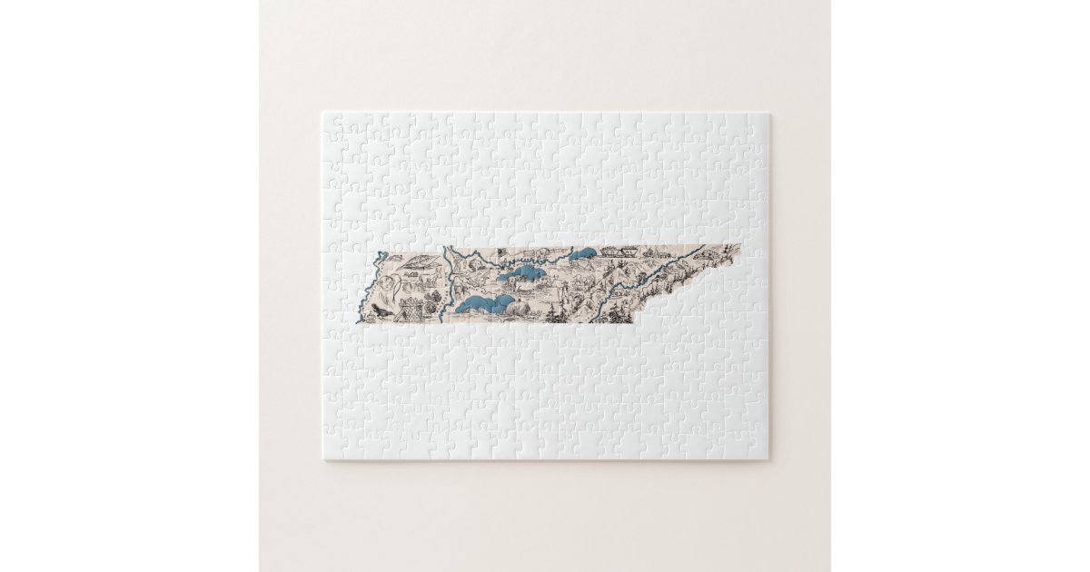 Tennessee Shaped Tennessean Vintage Picture Map Jigsaw Puzzle | Zazzle
