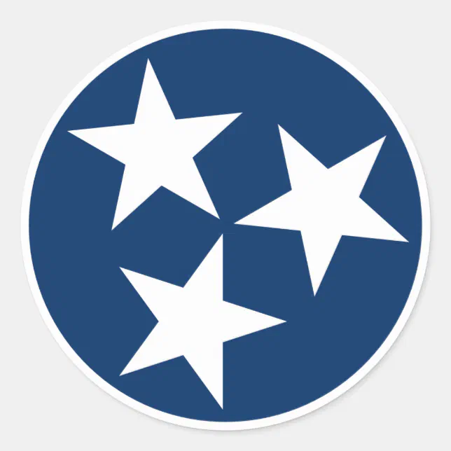 Tennessee State Flag Blue White Stars Classic Round Sticker | Zazzle