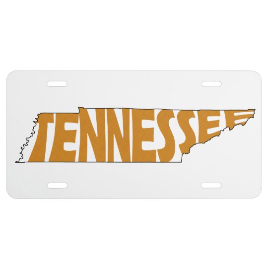 Tennessee State Name Word Art orange License Plate | Zazzle.com