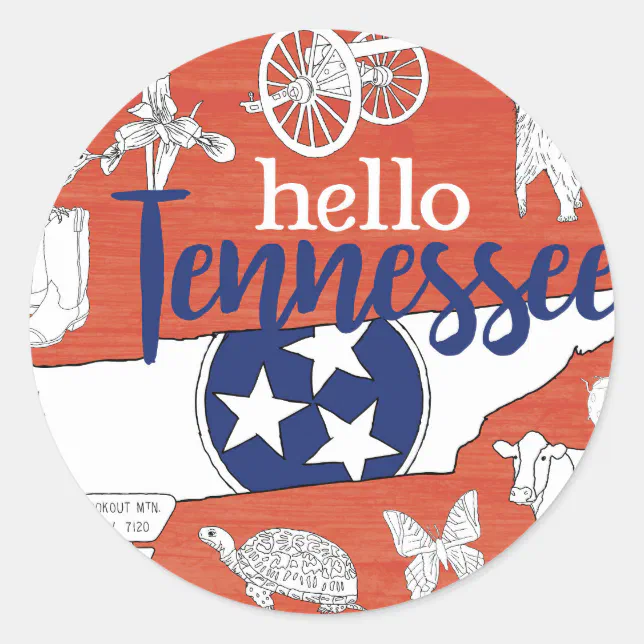 Tennessee State Symbols Volunteer State Images Classic Round Sticker ...