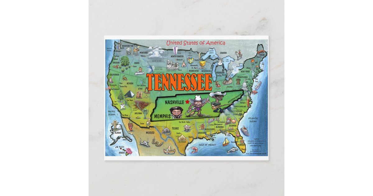 Tennessee USA Map Postcard | Zazzle