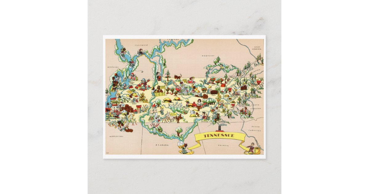 Tennessee Vintage Map Postcard | Zazzle