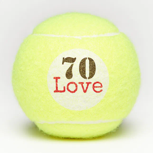 Tennis 70th Birthday tennis ball and number love | Zazzle