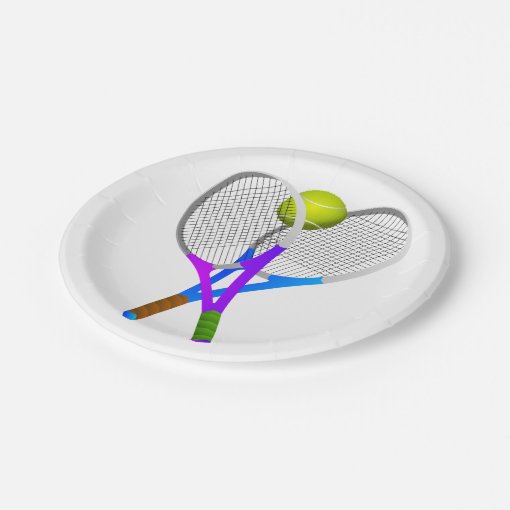 Tennis Ball and Rackets Paper Plates | Zazzle