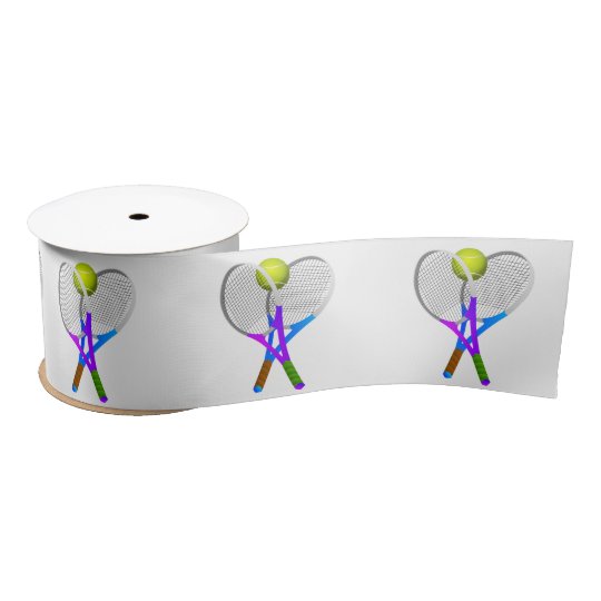 Tennis Ball and Rackets Satin Ribbon | Zazzle.com