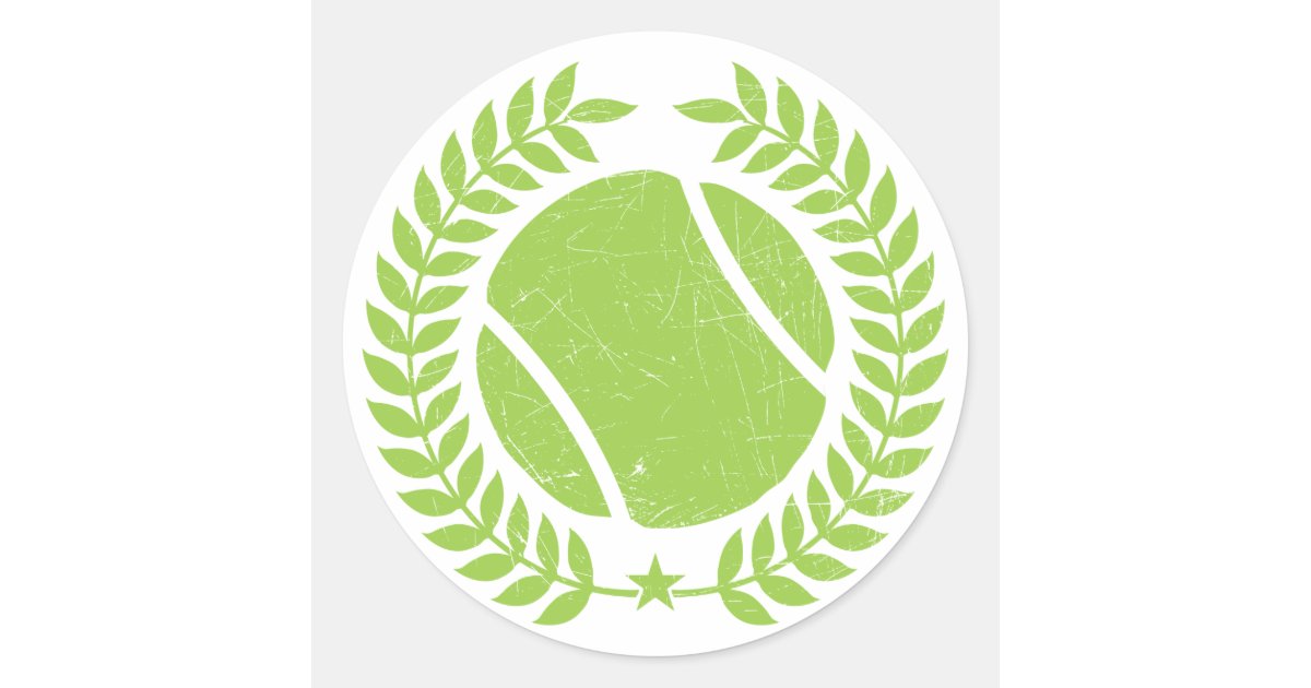 Tennis Ball and tennis Team Vintage design Classic Round Sticker | Zazzle