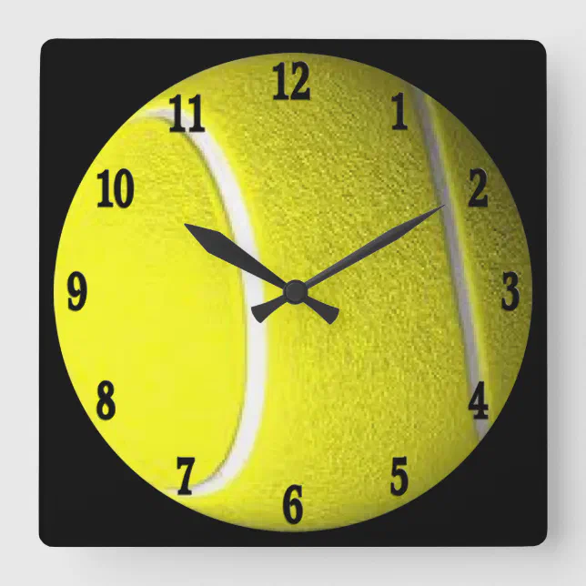 Tennis Ball Black Numbers Sport Wall Clock | Zazzle