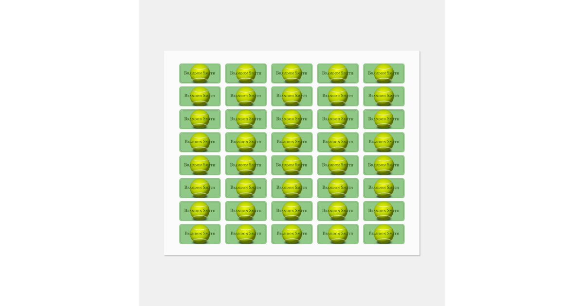 Tennis Ball Design Name Labels | Zazzle