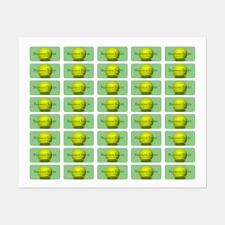 Tennis Ball Design Name Labels | Zazzle