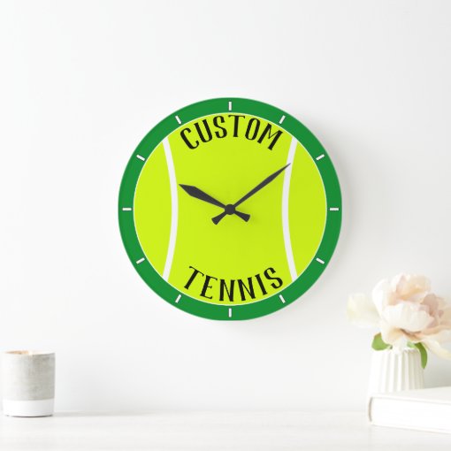 Tennis Ball Personalized Text and Color Wall Clock | Zazzle