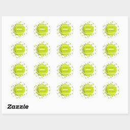 Tennis Ball & Racket Racquet Birthday Party Classic Round Sticker | Zazzle