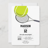 Tennis Ball & Racket Racquet Birthday Party Invitation | Zazzle