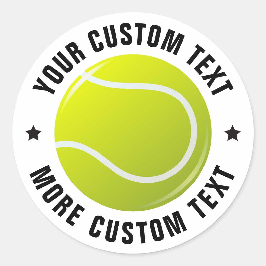 Tennis ball sticker with custom text | Zazzle