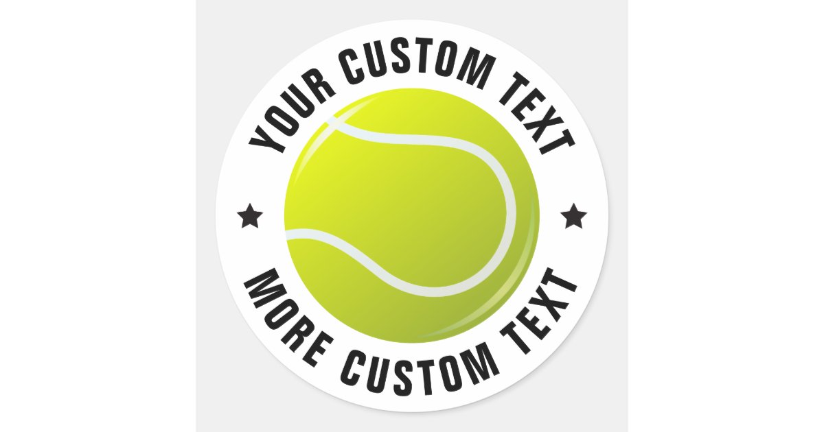 Tennis ball sticker with custom text | Zazzle