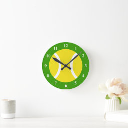 Tennis ball wall clock with numbers | Zazzle