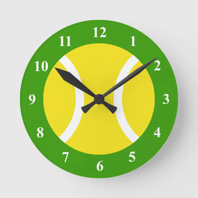 Tennis ball wall clock with numbers | Zazzle