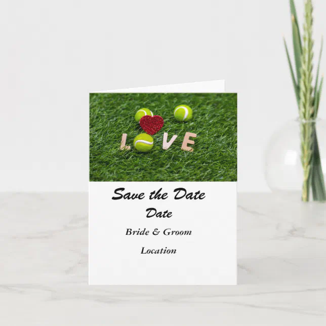 Tennis ball with love save the date invitation | Zazzle