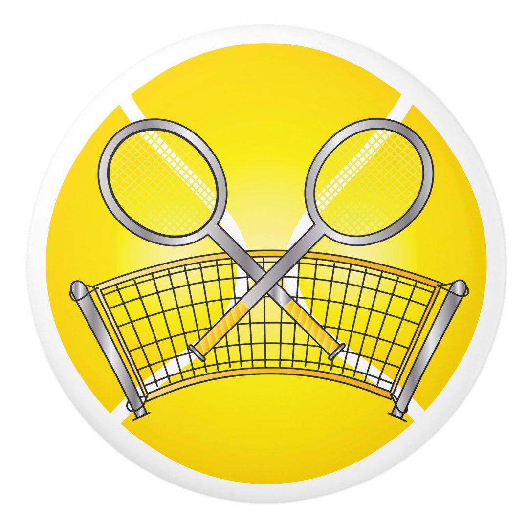 Tennis Ball with Net and Rackets Ceramic Knob | Zazzle