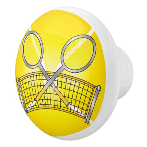 Tennis Ball with Net and Rackets Ceramic Knob | Zazzle