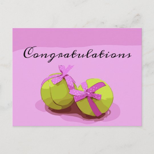 Tennis ball with pink ribbon Congratulations Postcard | Zazzle.com