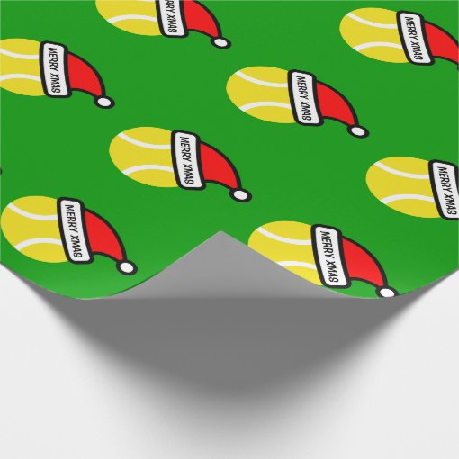 Tennis ball with Santa hat wrapping paper for Xmas | Zazzle