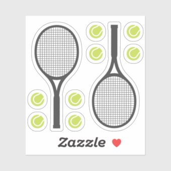 Tennis balls and tennis rackets sticker | Zazzle