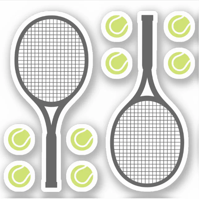 Tennis balls and tennis rackets sticker | Zazzle
